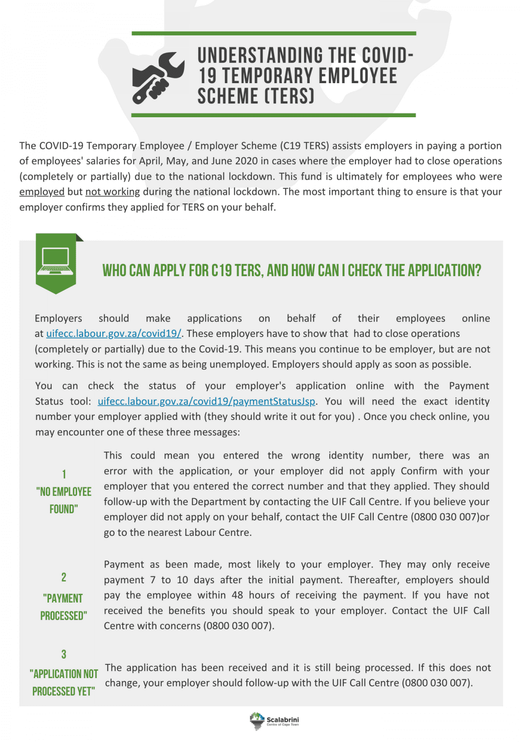 Infographic and Explainer: UIF TERS Scheme - Scalabrini